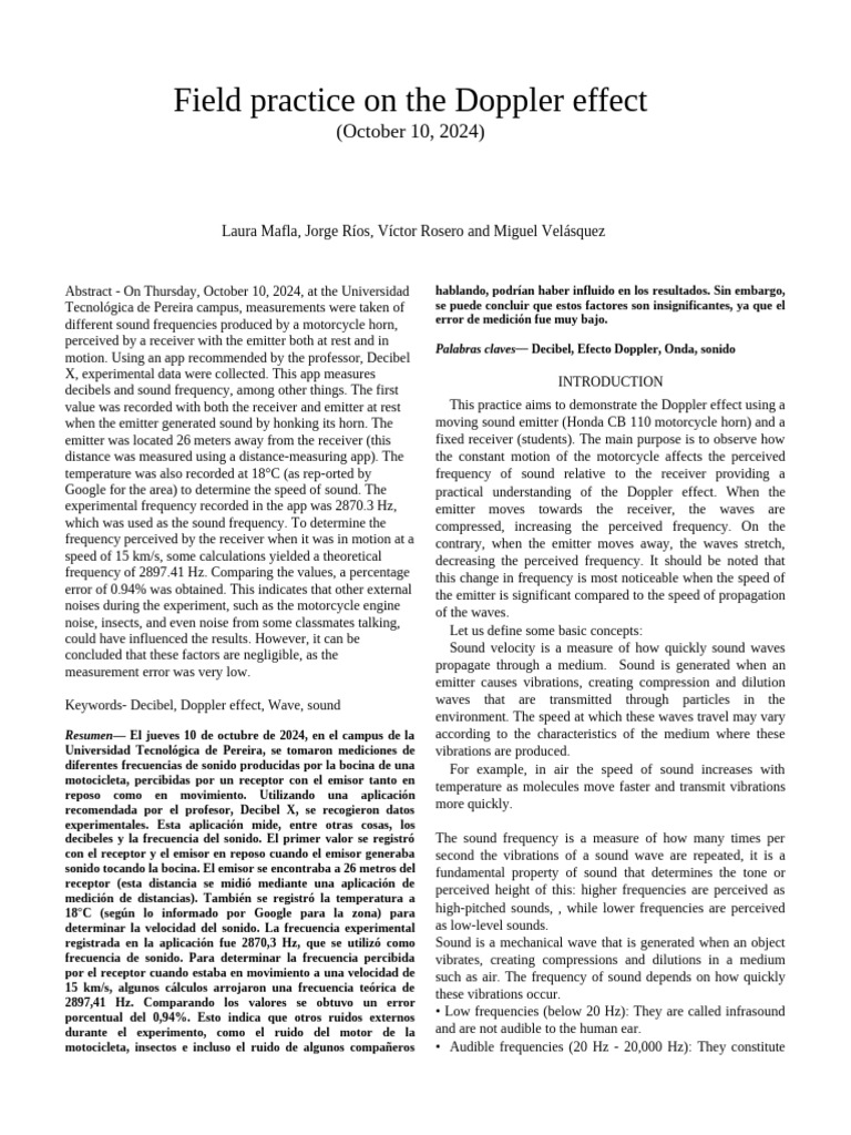 EFECTO DOPPLER | PDF | Sound | Frequency