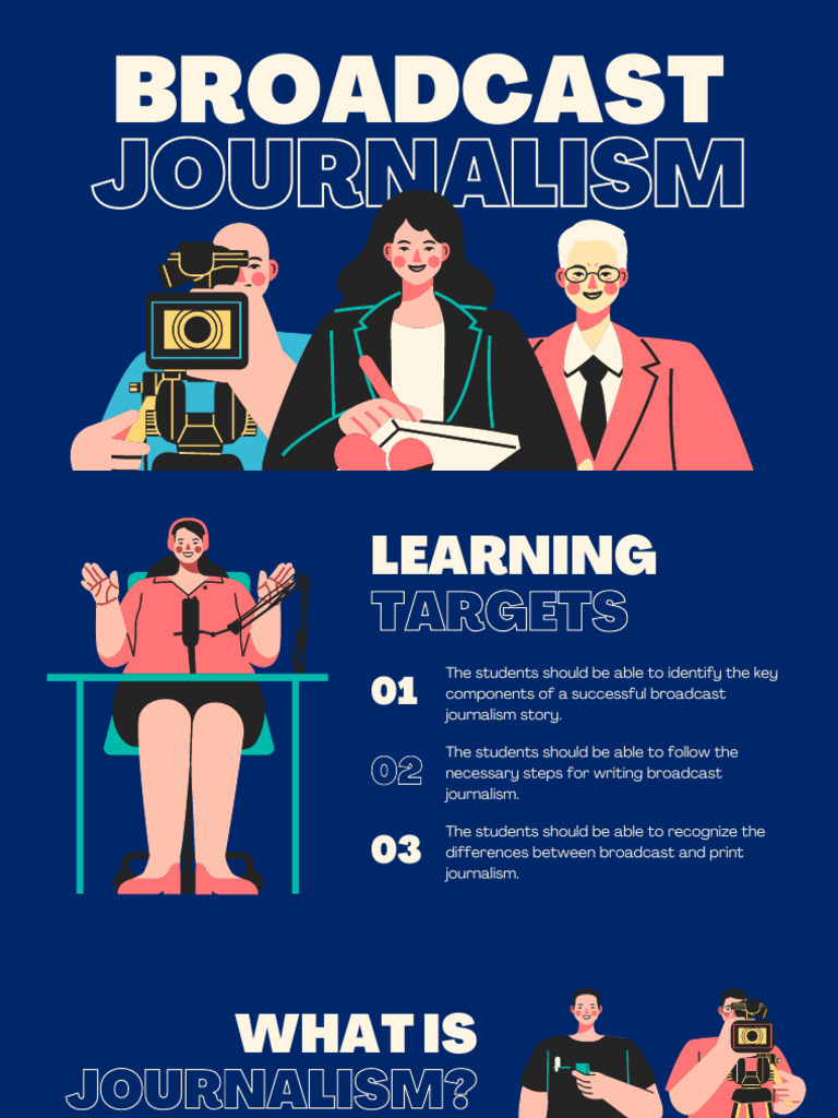 Blue and White Bold English Broadcast Journalism Presentation PDF | PDF ...