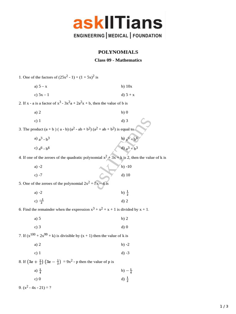 Saqib Worksheet | PDF | Factorization | Polynomial