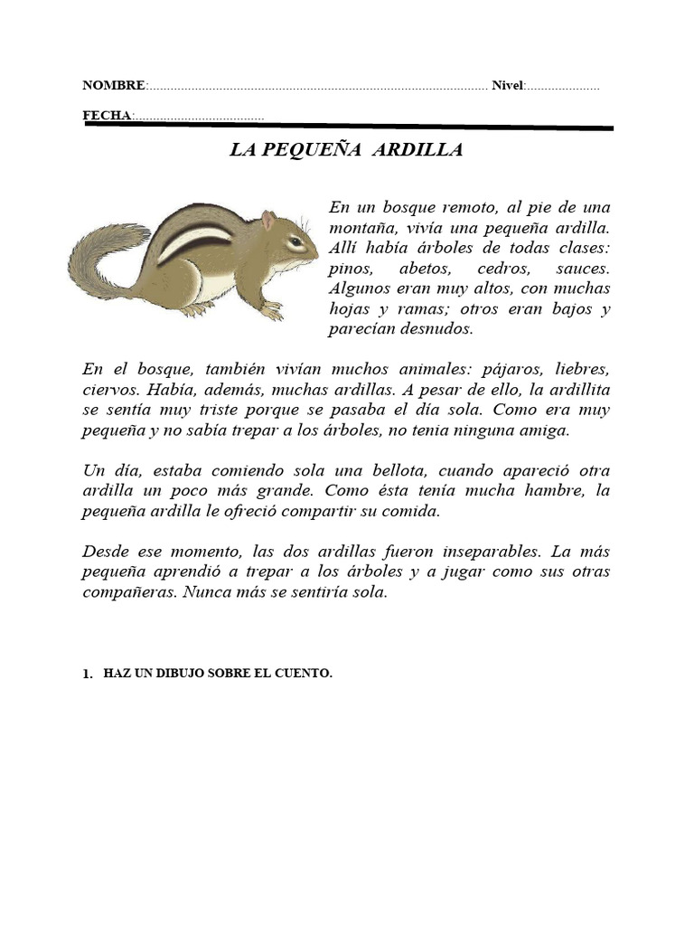 La pequeña ardilla y su nueva amiga | PDF