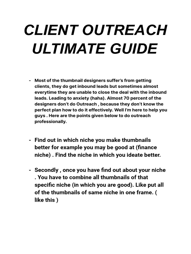 CLIENT OUTREACH | PDF | World Wide Web | Internet & Web