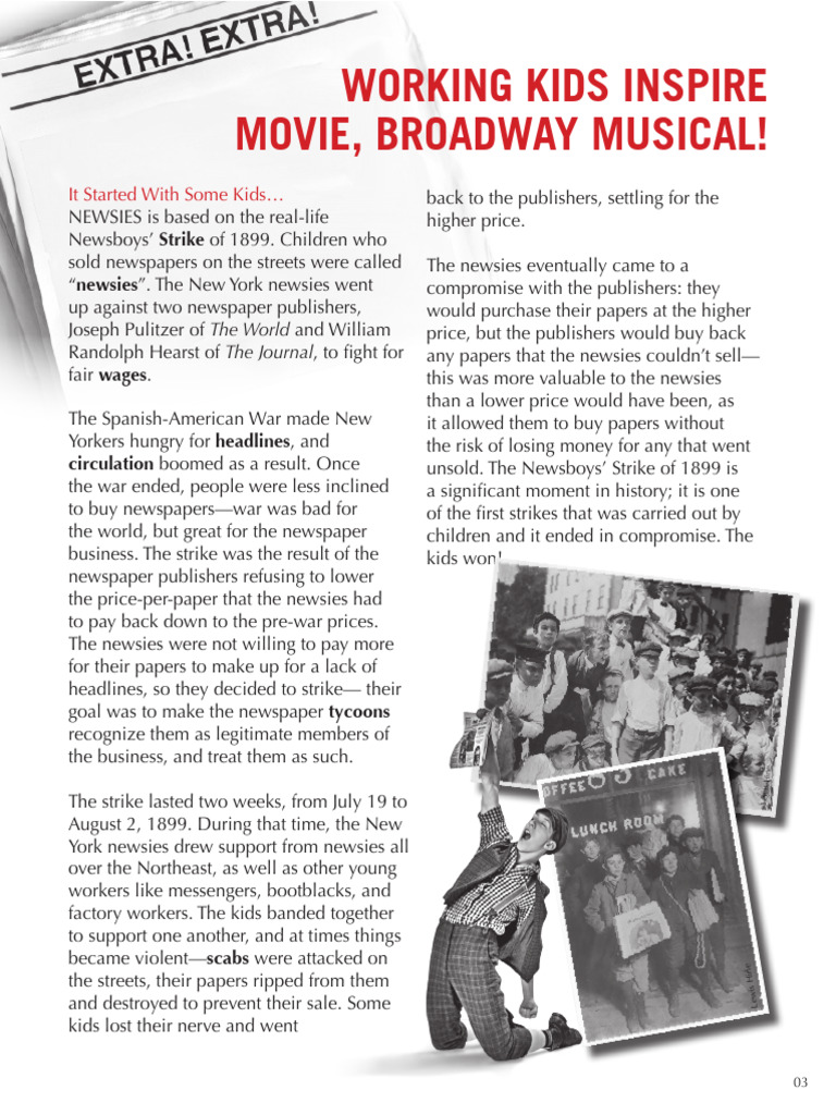 Newsies Background Information | PDF | Touring Theatre | Broadway Theatre
