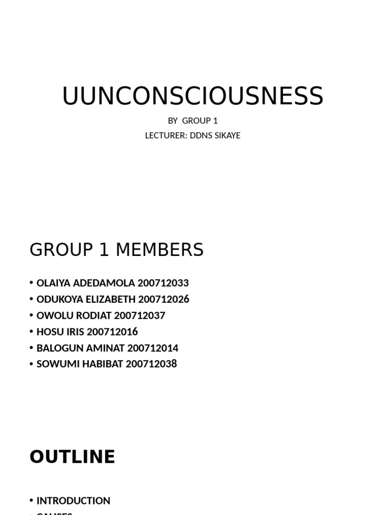 Unconsciousnes Group 1_122053 | PDF | Coma | Heart