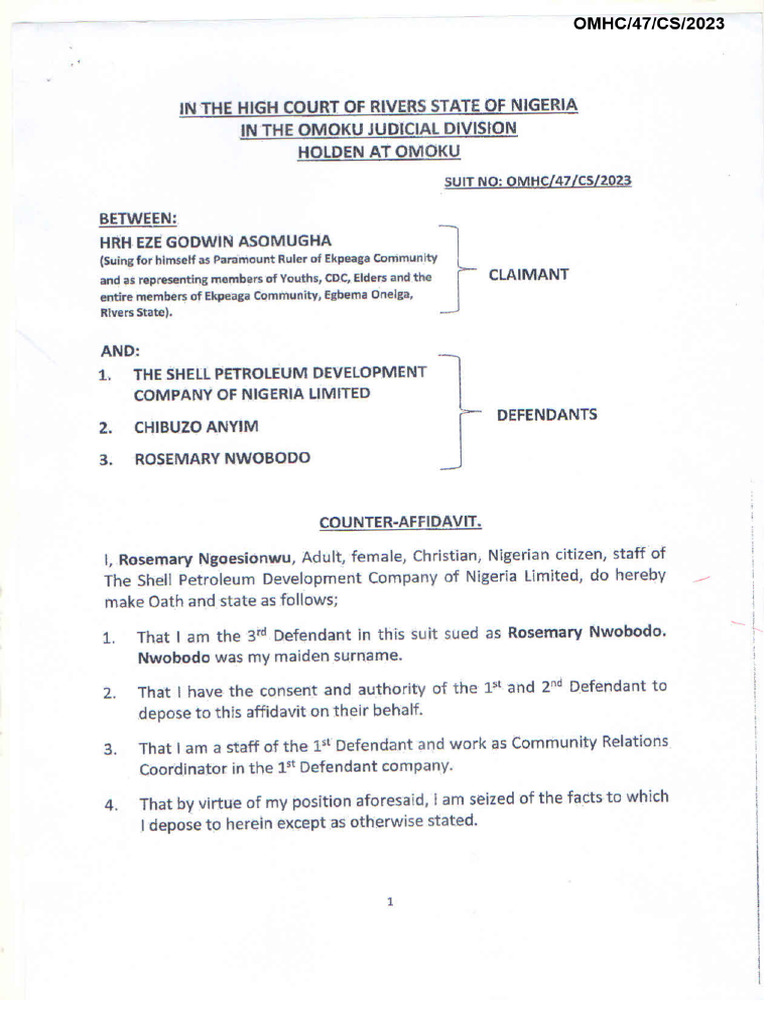 Counter Affidavit | PDF