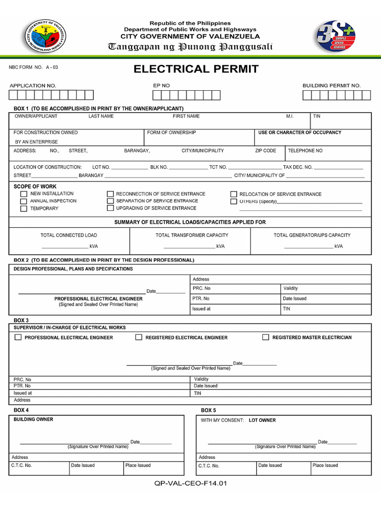 Electrical Permit Form | PDF