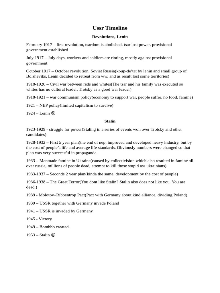 USSR Timeline | PDF