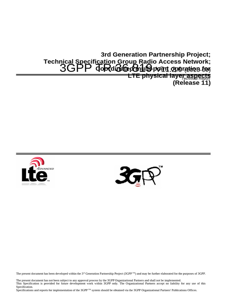 3GPP 36819-b20 | PDF | Duplex (Telecommunications) | Lte Advanced