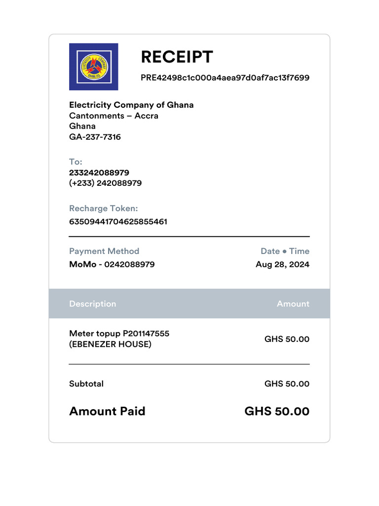 ECG PowerApp Receipt PR9 | PDF
