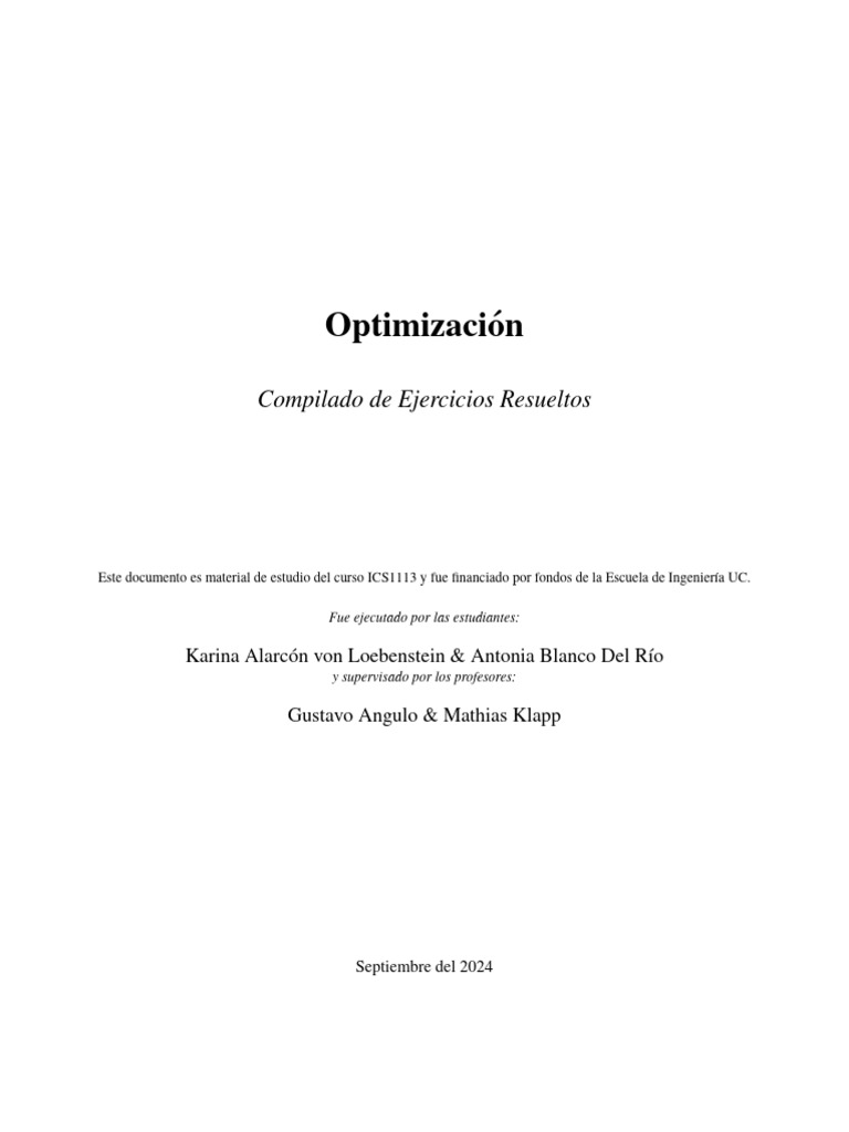 Ejercicios Resueltos Optimización v3 | PDF | Optimización Matemática | Conjunto convexo