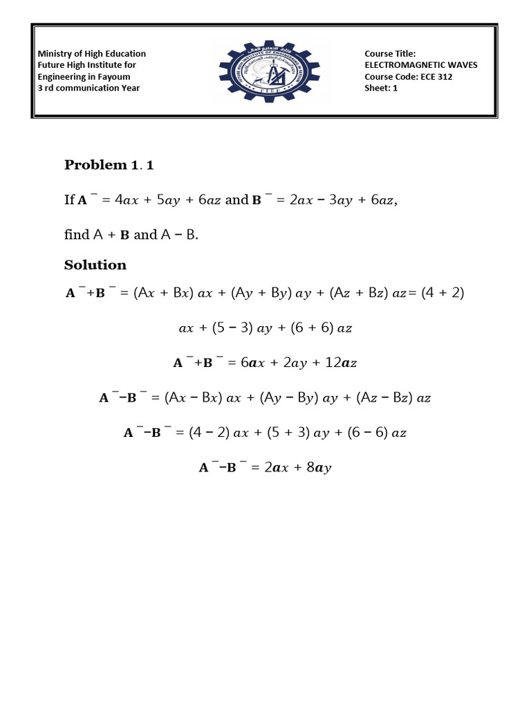 Sheet1 - Electromagnetic Waves | PDF | Electromagnetism | Mathematics