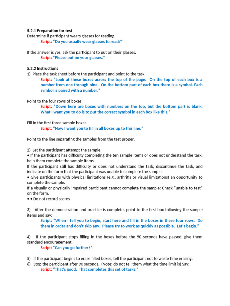 Digit Symbol Task Instruction | PDF | Language Arts & Discipline | Self ...