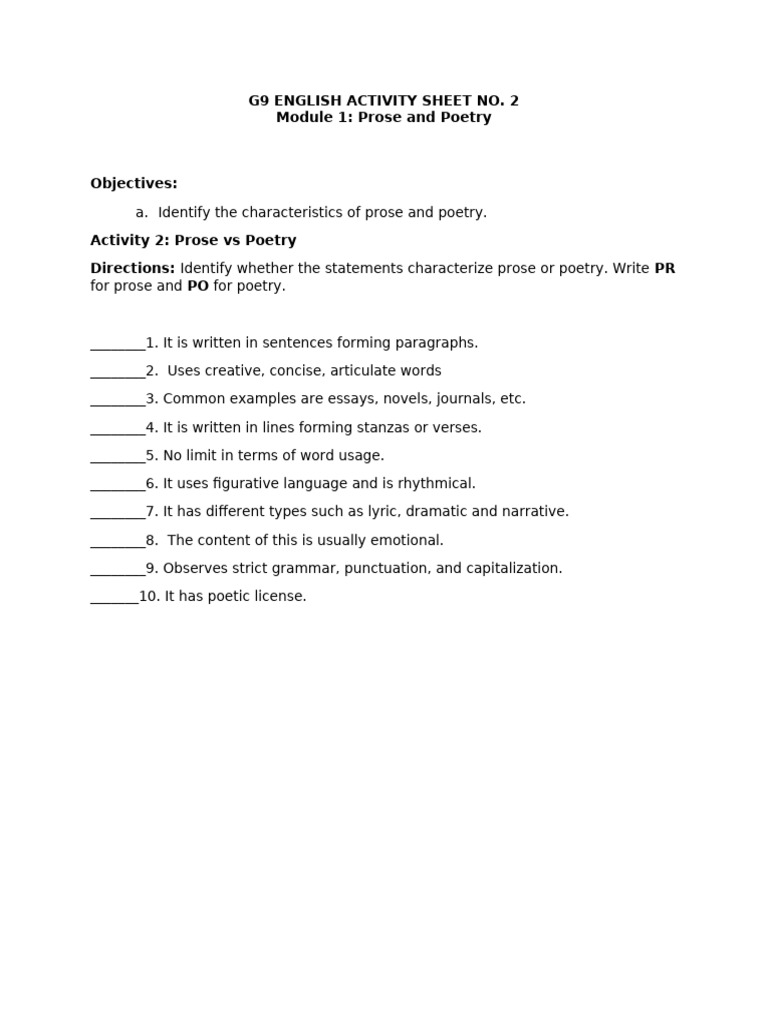 q2-g9 English Activity Sheet 2 | PDF | Language Arts & Discipline | Foreign Language Studies