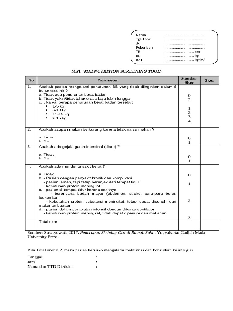 Form Skrining MST | PDF