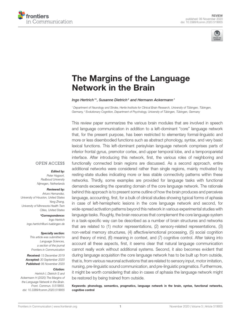 Hertrich Et Al (2020) - The Margins of The Language Network in The ...