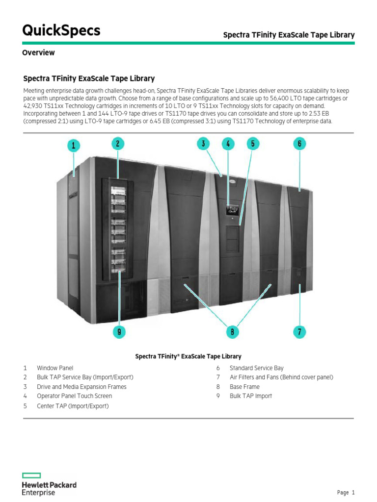 Spectra TFinity ExaScale Tape Library-C05269708 | PDF | Backup | Information Technology