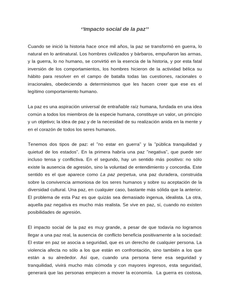 'Impacto Social de La Paz'' | PDF | Paz | Inversiones