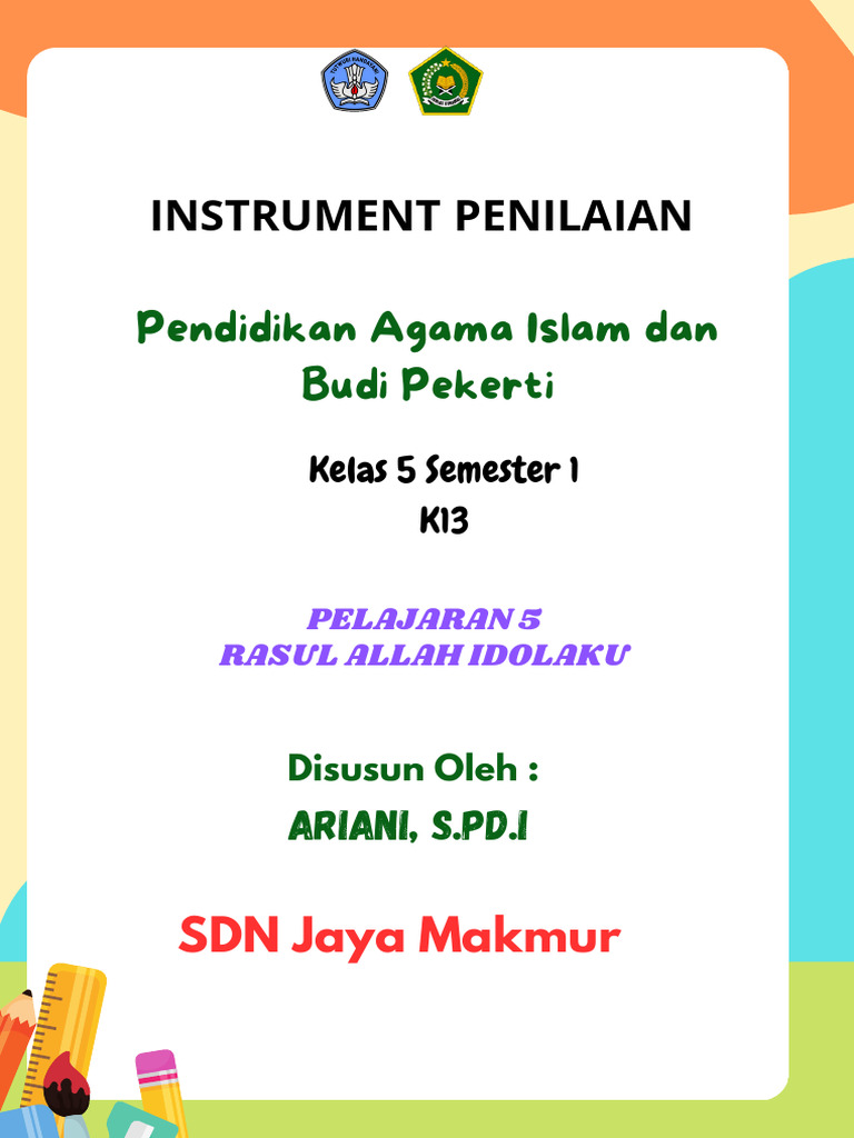 Instrumen Penilaian PAI Kelas 5 Semester 1 | PDF