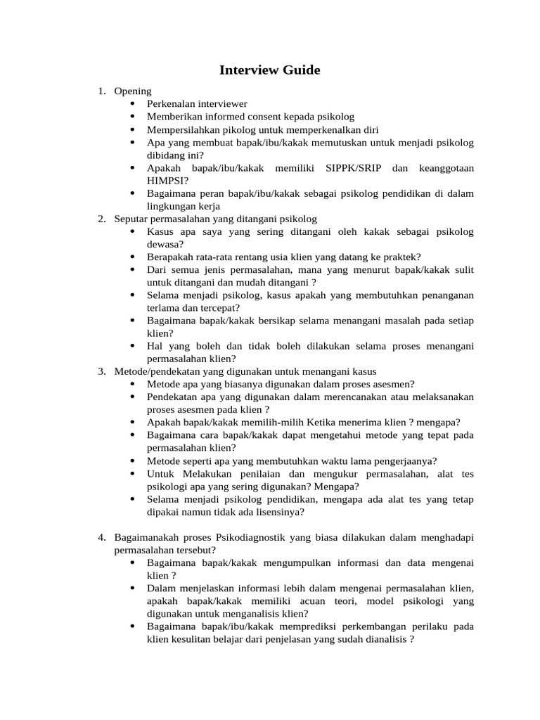 Interview Guide | PDF