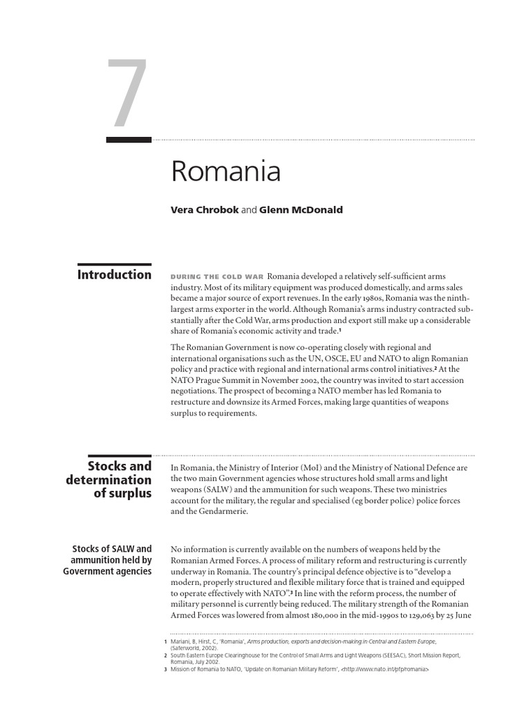 Romania's Surplus Small Arms Overview | PDF | Firearms | Physical Security