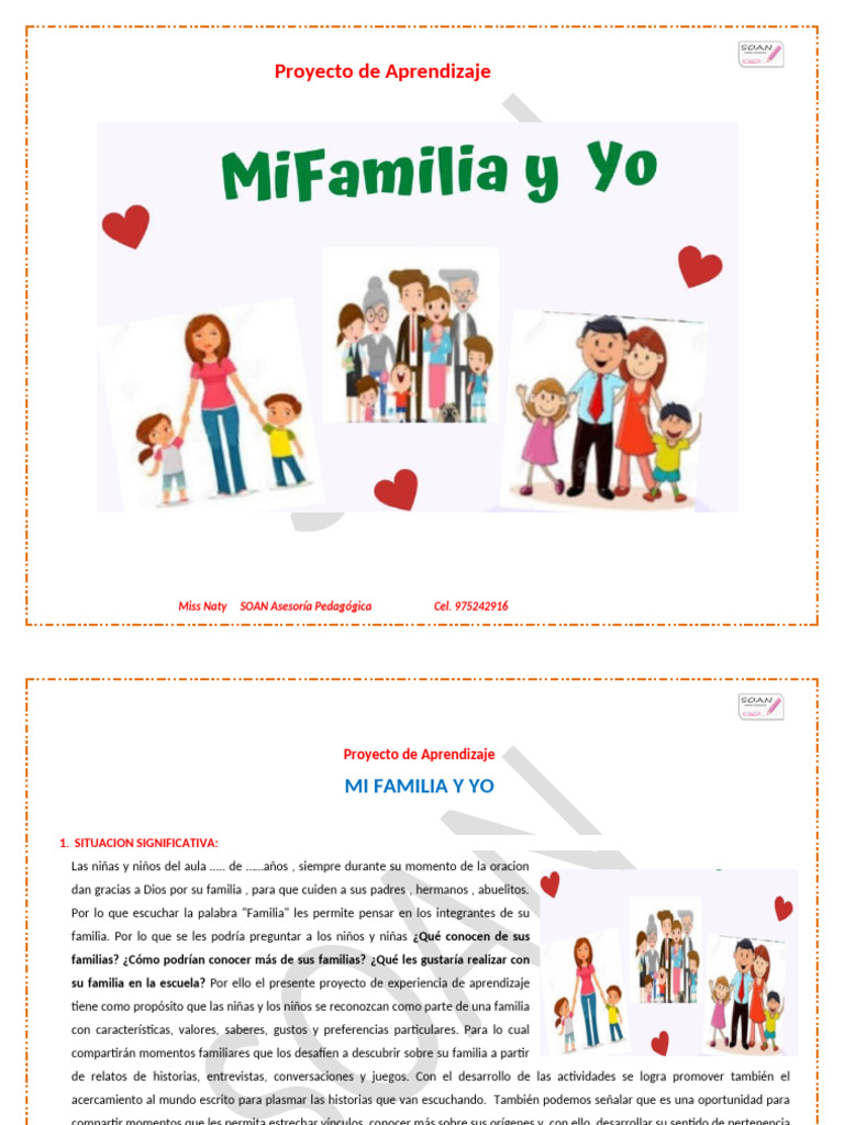 Proyec Unid Exp. Mi familia y Yo | PDF | Evaluación | Aprendizaje