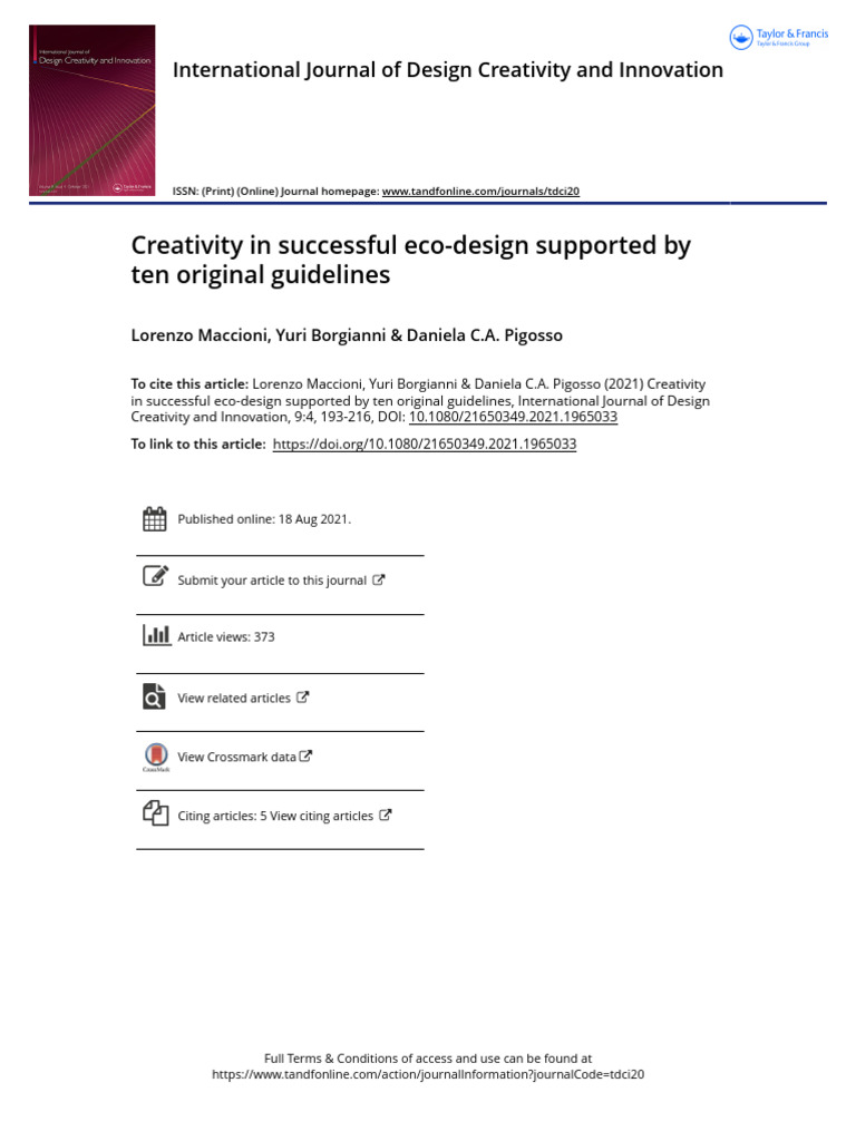 Creativity in Successful Eco-Design Supported by Ten Original ...
