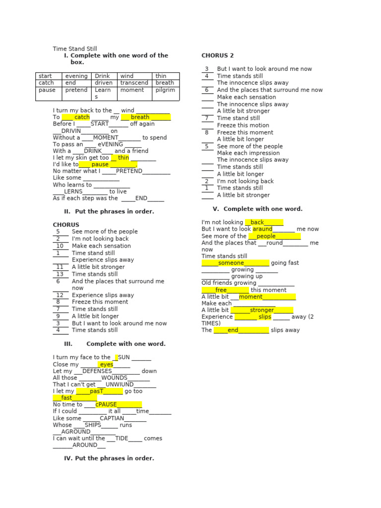 Time Stand Still | PDF