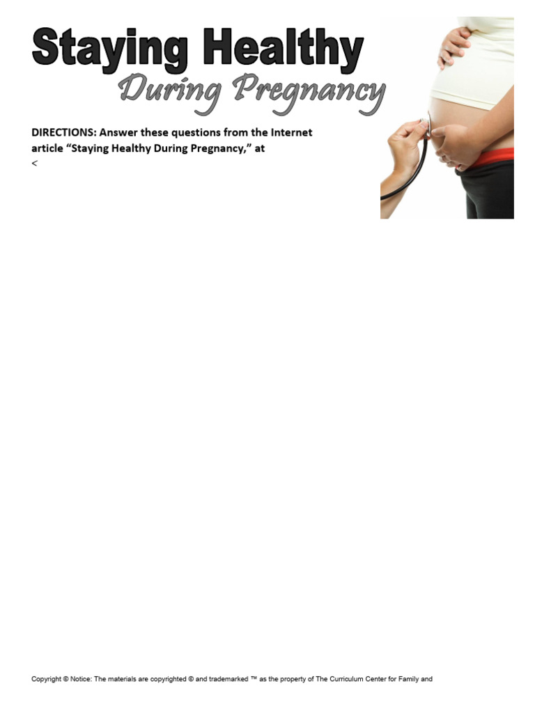 Staying Healthy During Pregnancy v1 | PDF | Pregnancy