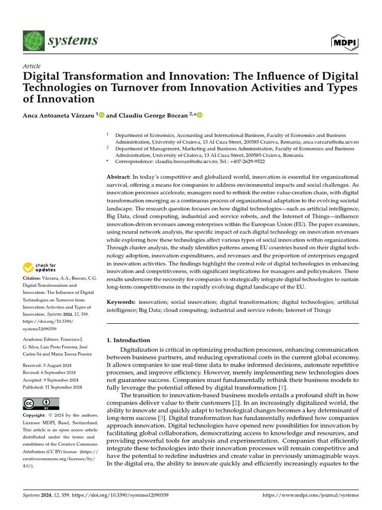 Digital Transformation and Innovation The Influence | PDF | Innovation ...