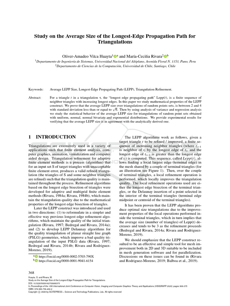 Study On The Average Size of The Longest-Edge Propagation Path For Triangulations | PDF | P ...
