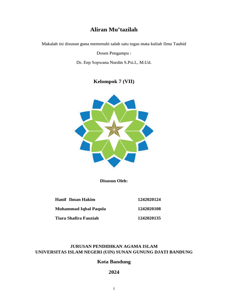 Makalah Aliran Mu'tazilah Kelompok 7 | PDF