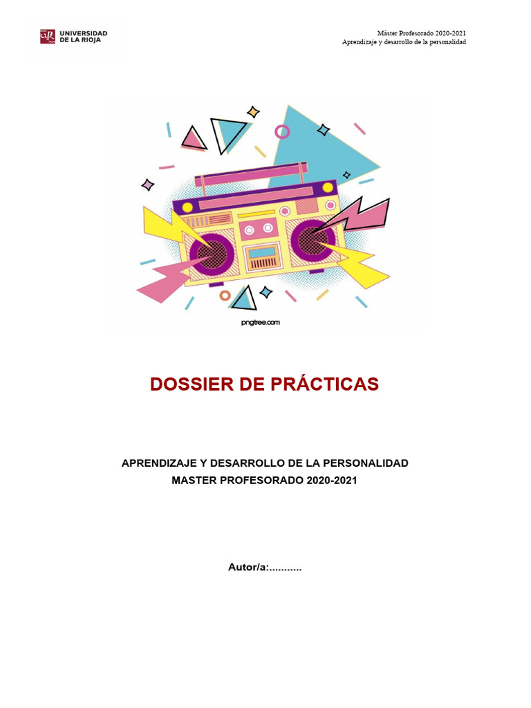Dossier de Prácticas: Aprendizaje Y Desarrollo de La Personalidad Master Profesorado 2020-2021 ...