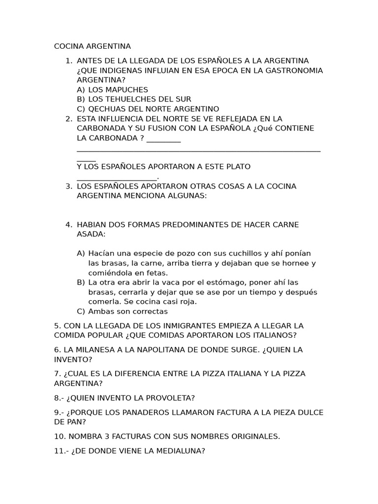 EXAMEN COCINA REGIONAL | PDF