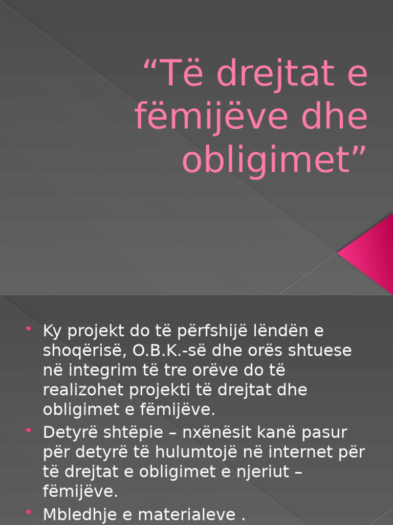 Te Drejtat e Femijeve Dhe Obligimet | PDF