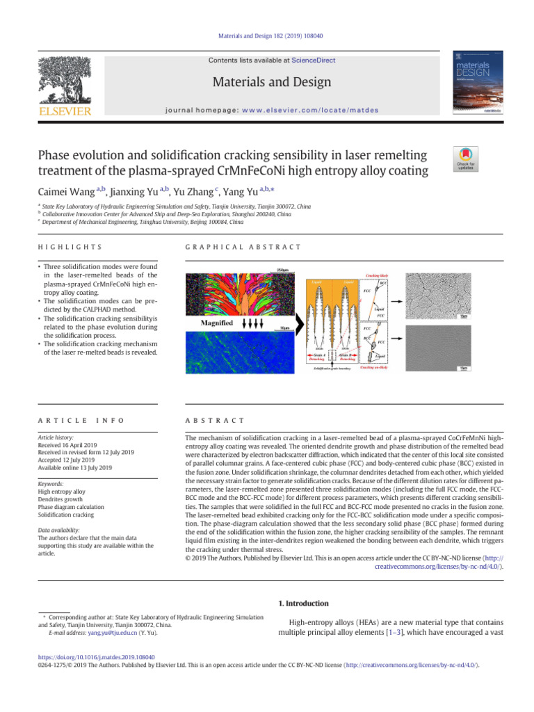 Phase Evolution and Solidification Cracking Sensibility in Laser Remelting Treatment of The ...