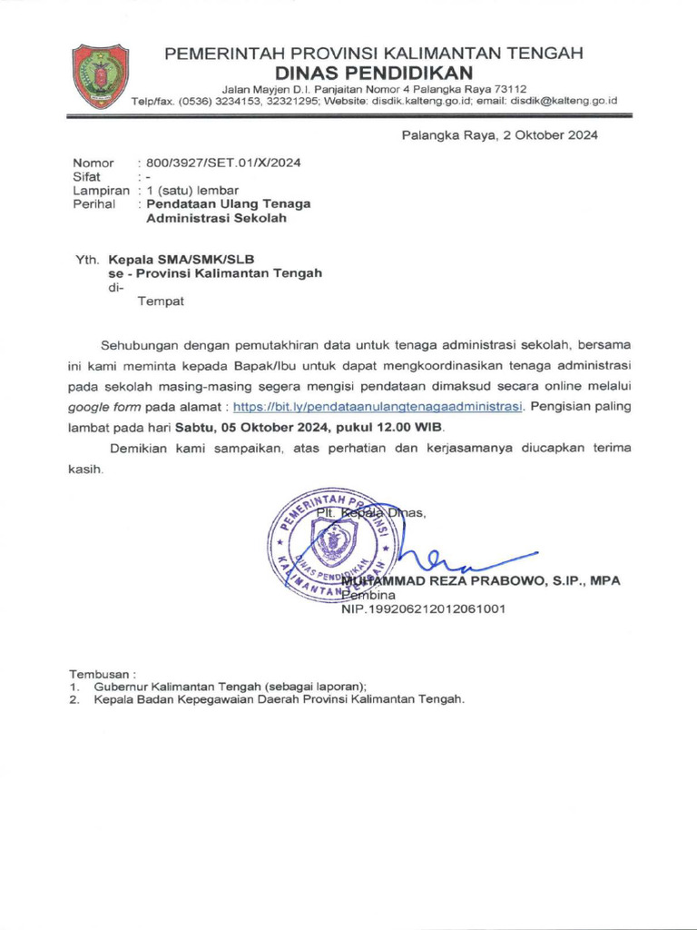 SURAT PENDATAAN ULANG TENAGA ADMINISTRASI | PDF SURAT PENDATAAN ULANG TENAGA ADMINISTRASI | PDF