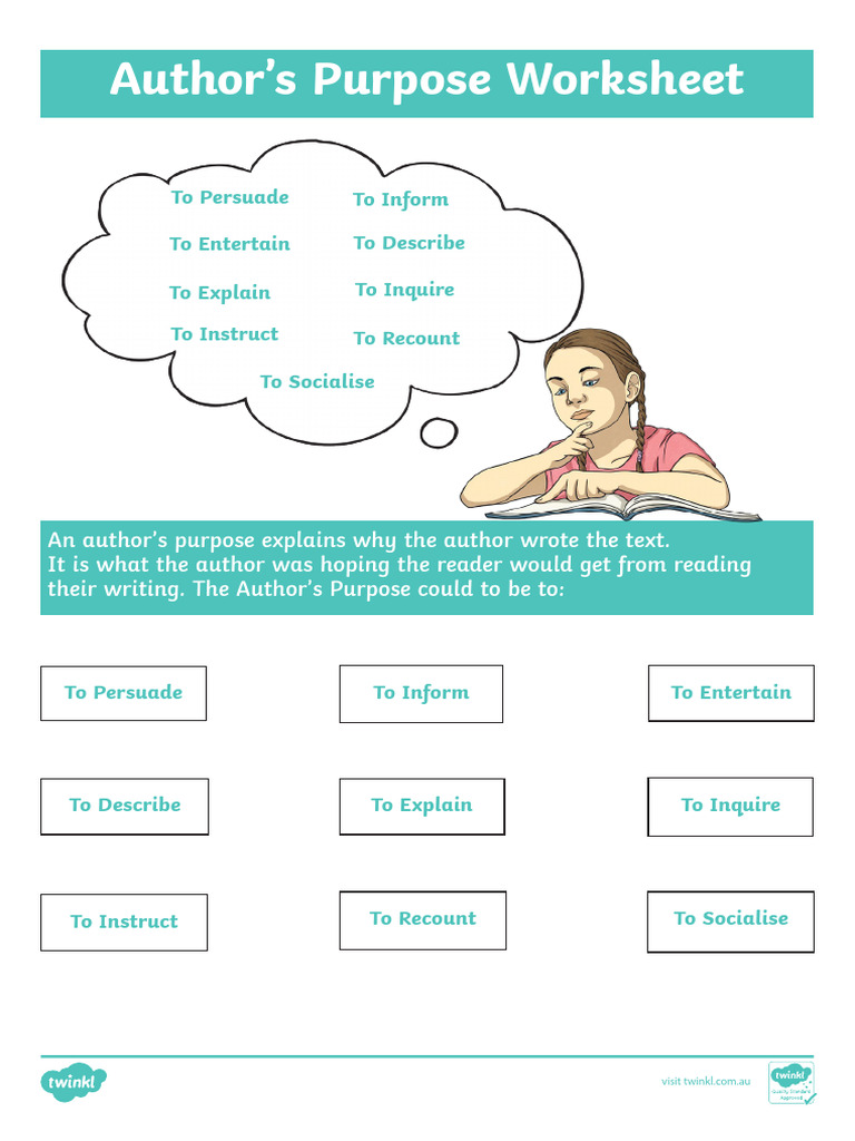 Au L 526331 Authors Purpose Activity Sheet - Ver - 7 | PDF | Writing