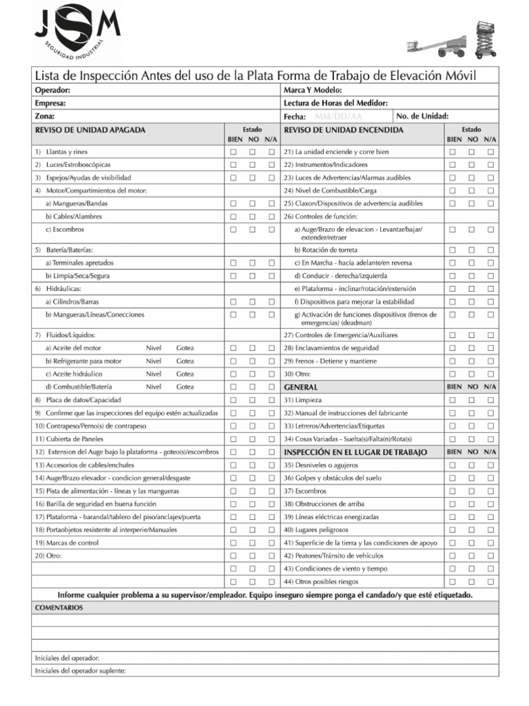 Check List Plataforma | PDF