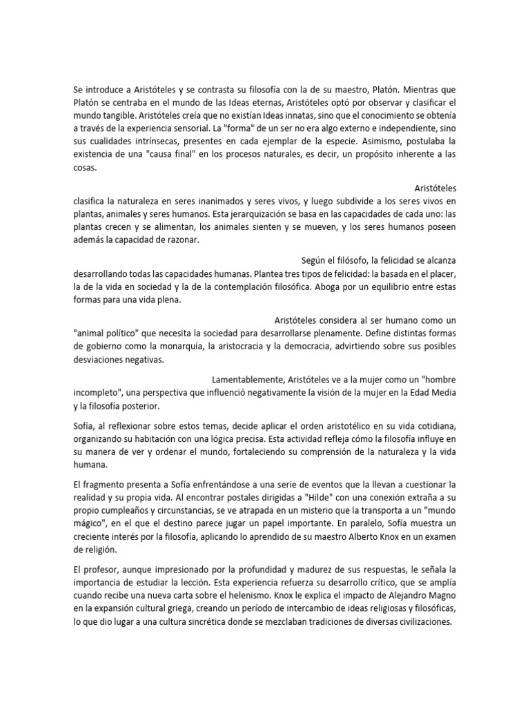 ERICKA RESUMEN DEL LIBRO DE SOFIA (1) | PDF | Aristóteles | Estoicismo