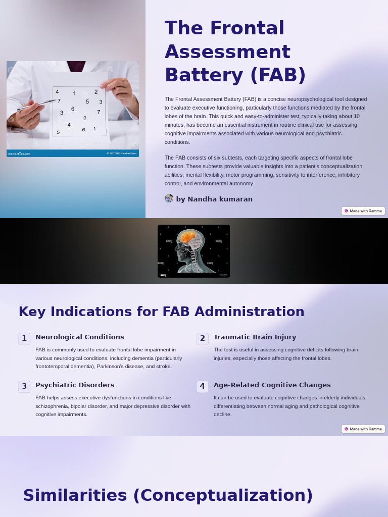 Frontal Assessment Battery Overview | PDF | Neurology | Dementia