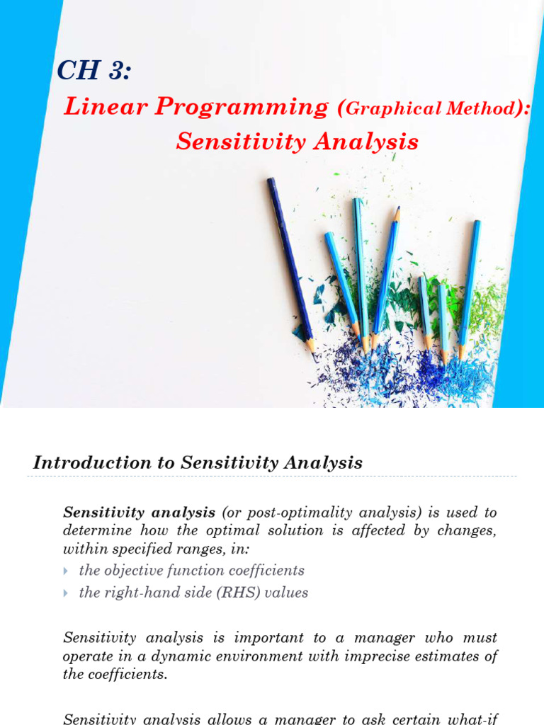 CH 3 - Sensitivity analysis for Graphical Method1 | PDF | Sensitivity Analysis | Linear Programming