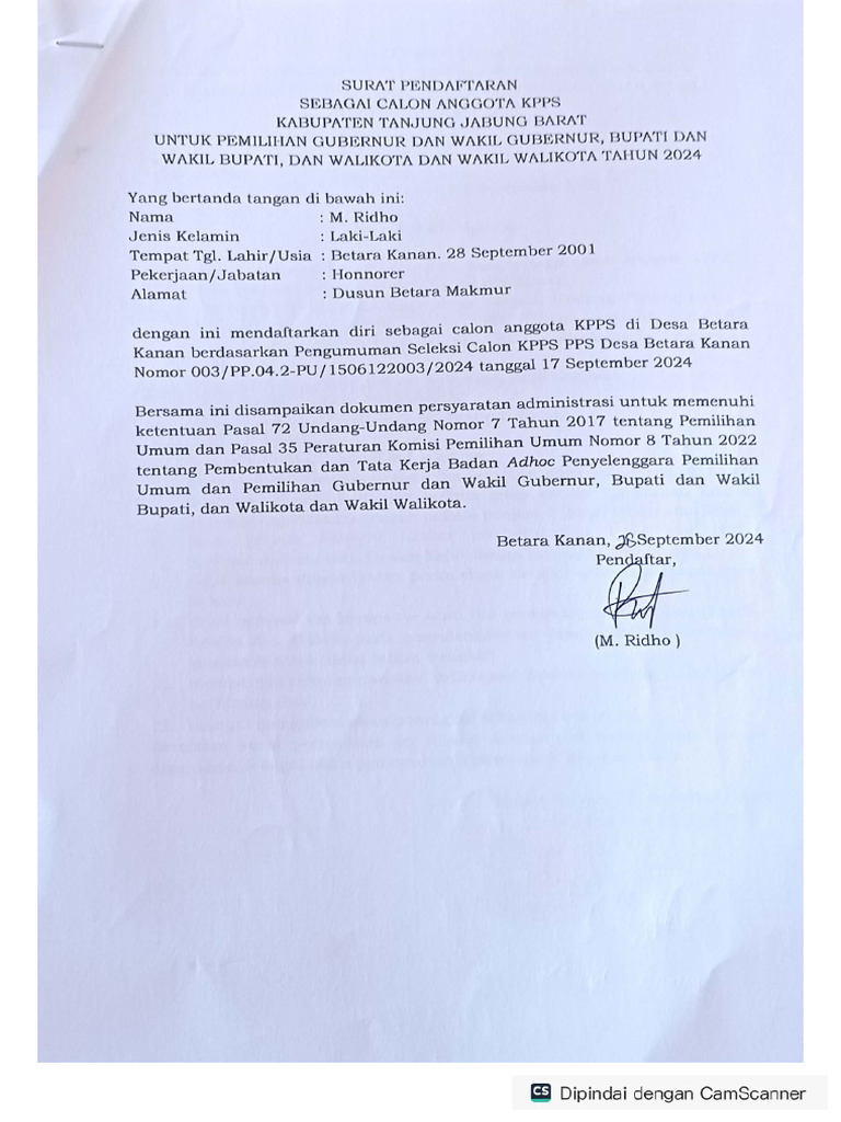 surat pendaftaran | PDF