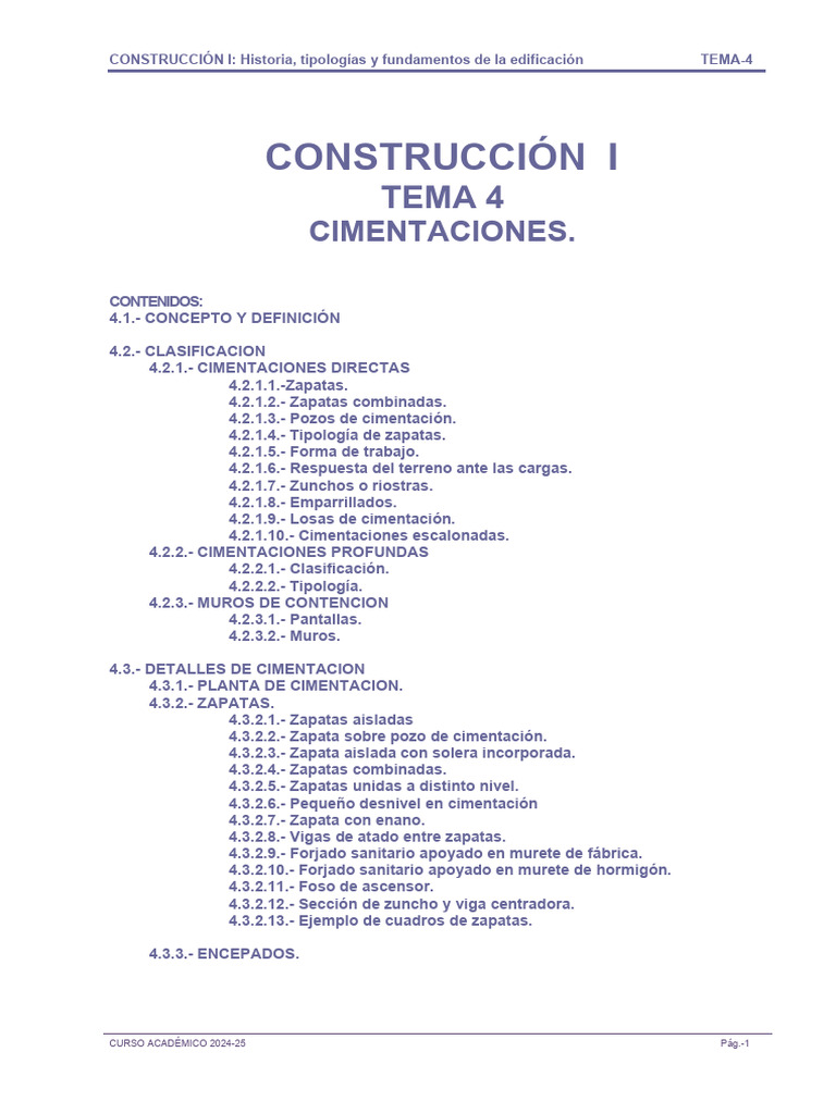 T4_Cimentaciones_2024_25 | PDF | Fundación (Ingeniería) | Fundación profunda
