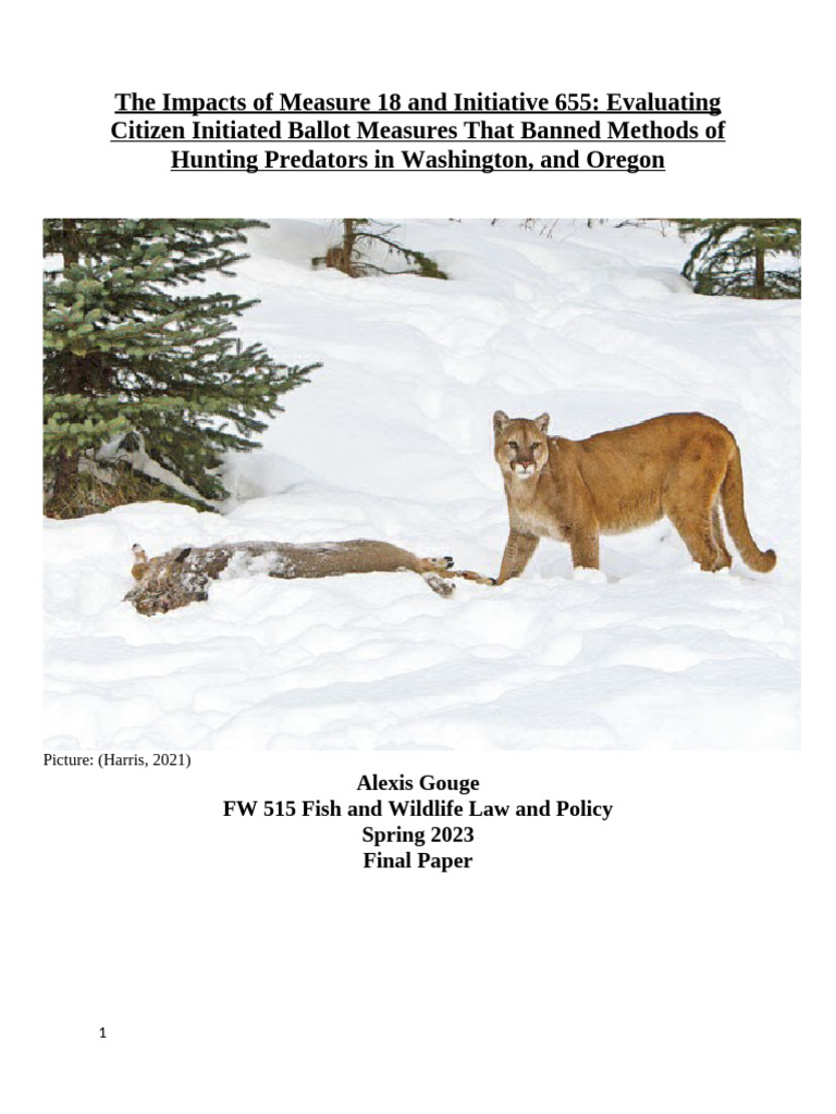 Final Paper GOUGE S.2023 | PDF | Hunting | Cougar