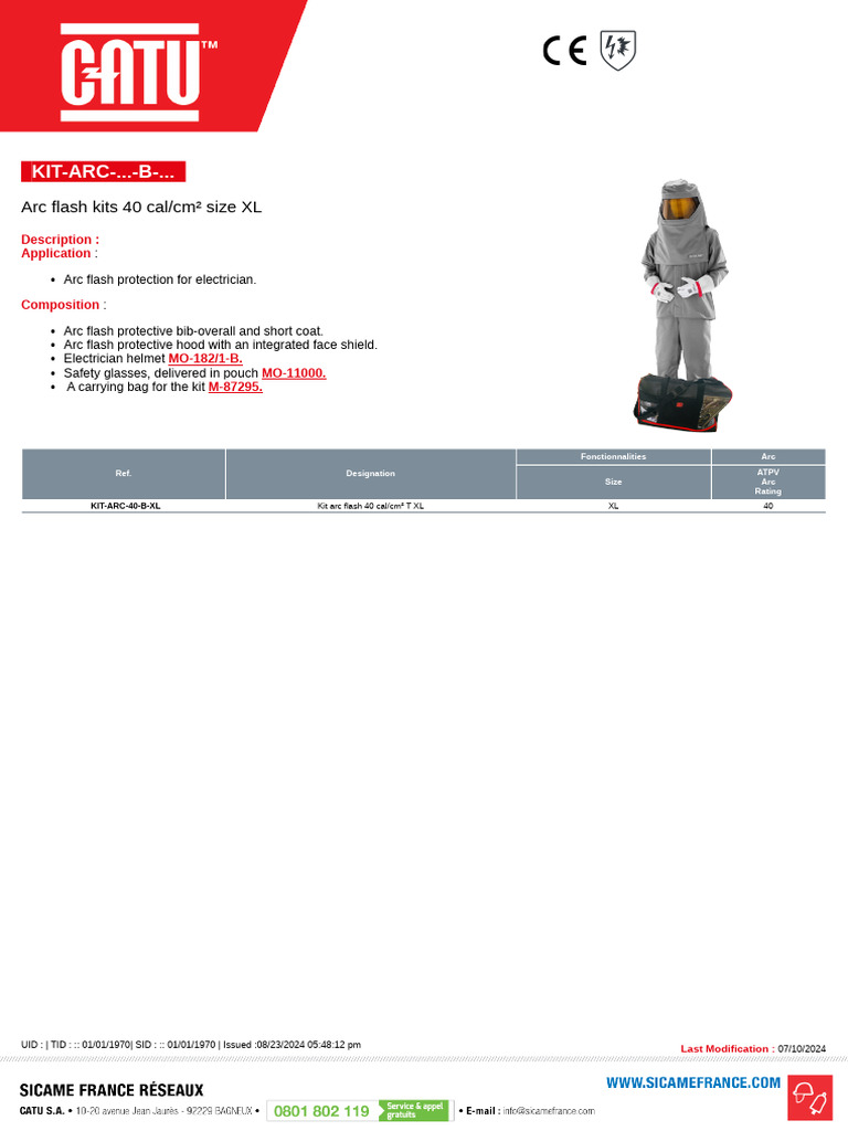 KIT-ARC-... - B-... : Arc Flash Kits 40 Cal/cm Size XL | PDF