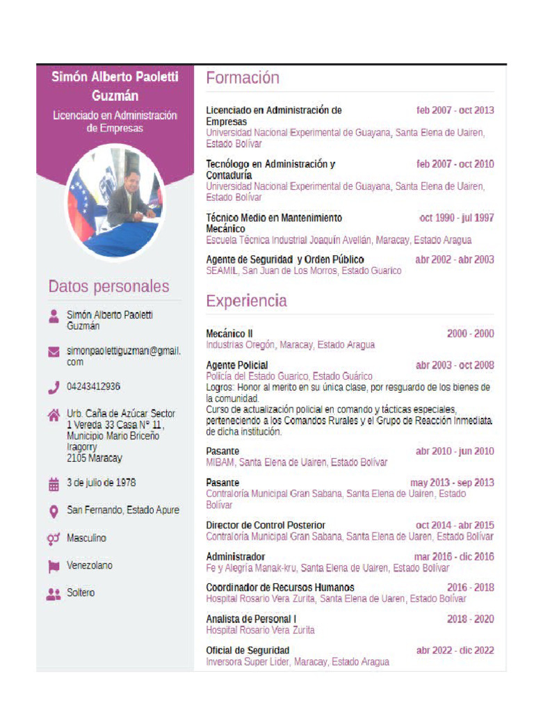 Curriculum Simon Paoletti | PDF