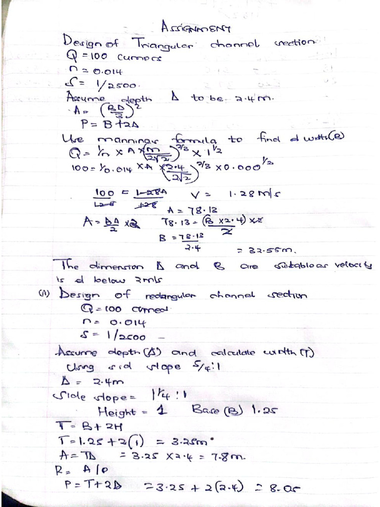 hydraulics assignment | PDF