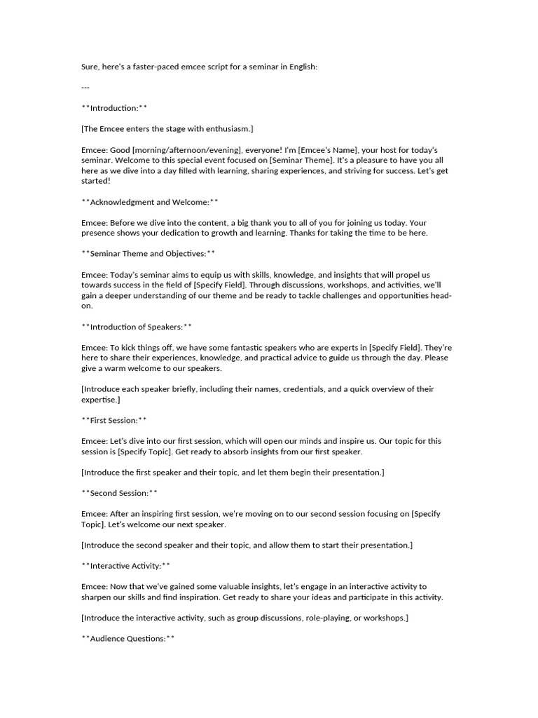 Seminar Emcee Eng | PDF | Cognition