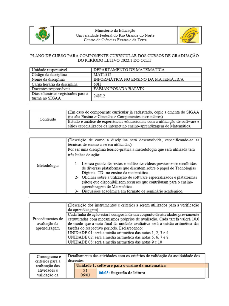 Plano_Informtica_no_ensino_da_matemtica 2023 | PDF | Seminário | Science
