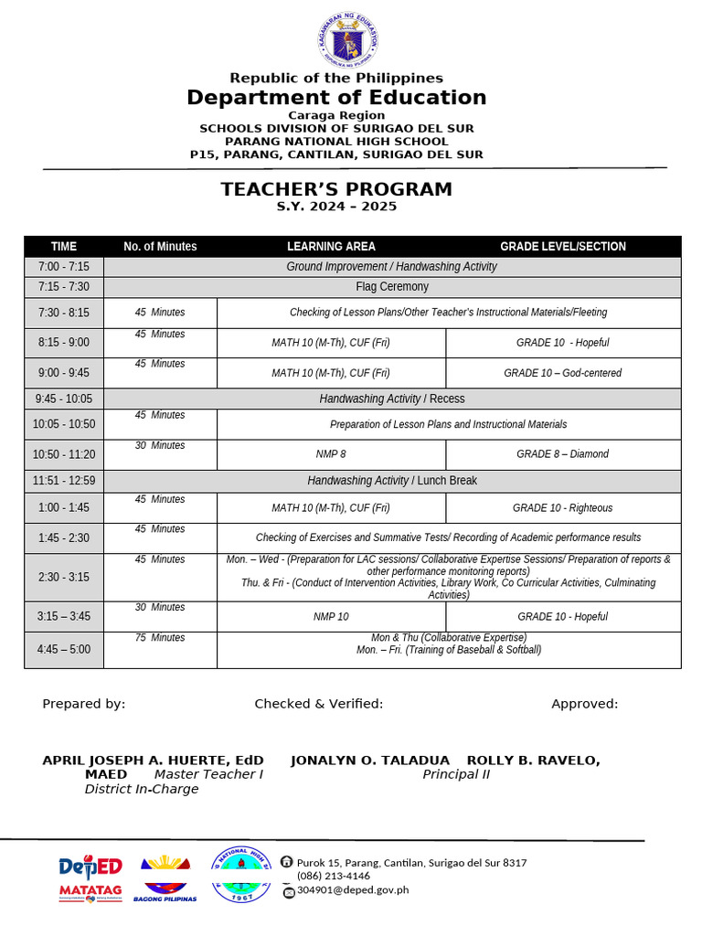 HUERTE AJ-Teachers-Program | PDF | Behavior Modification | Learning