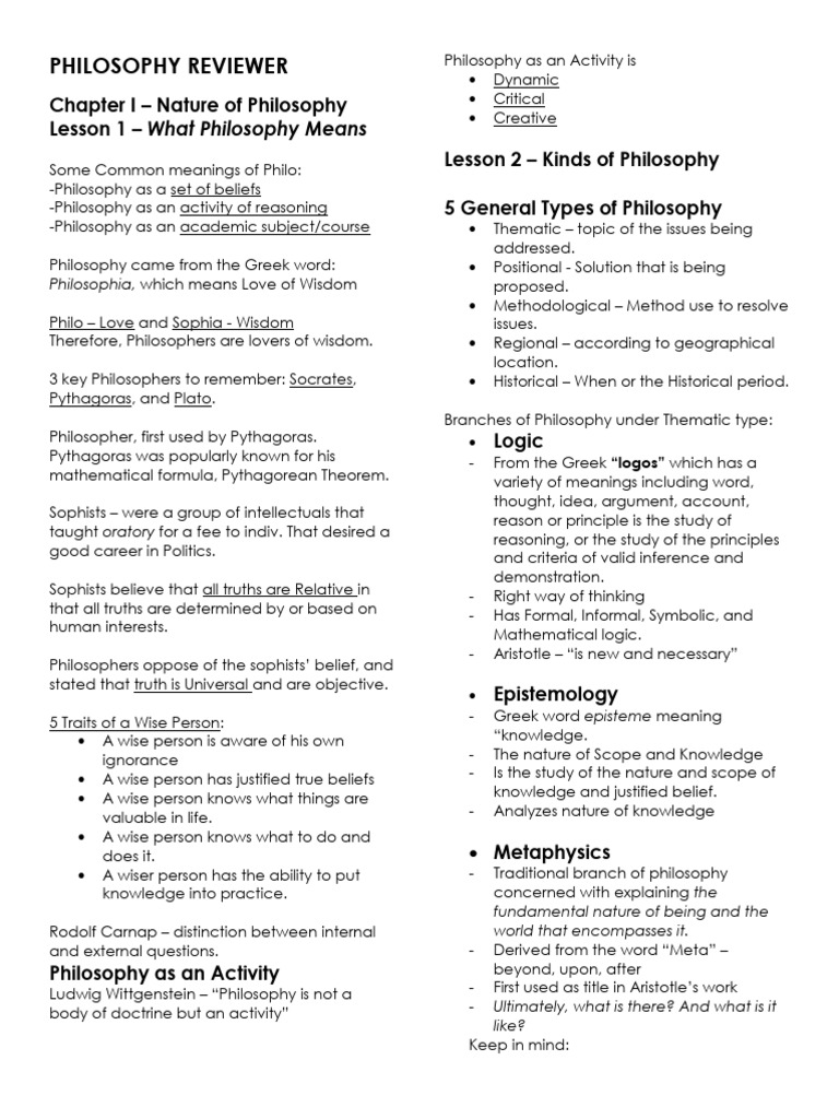 Reviewer in The Introduction To Philosophy New | PDF | Truth | Knowledge